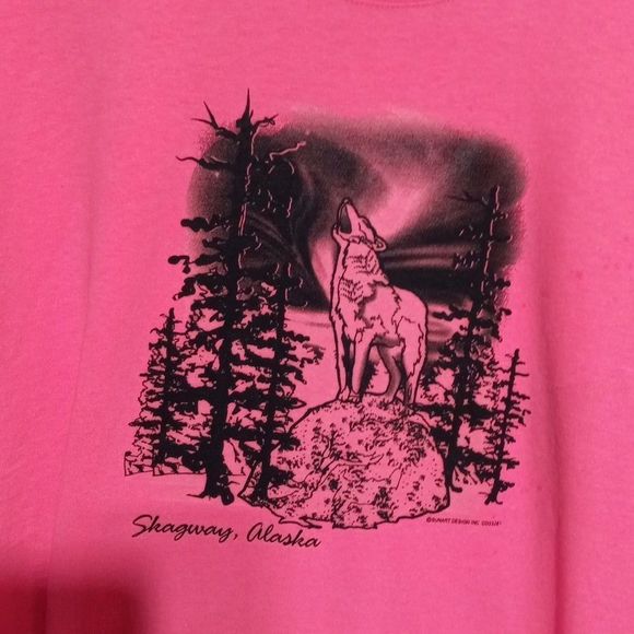 Gildan | Tops | Wolfhowling In Alaskatee Neon Pink Ultra Cotton Unisex ...